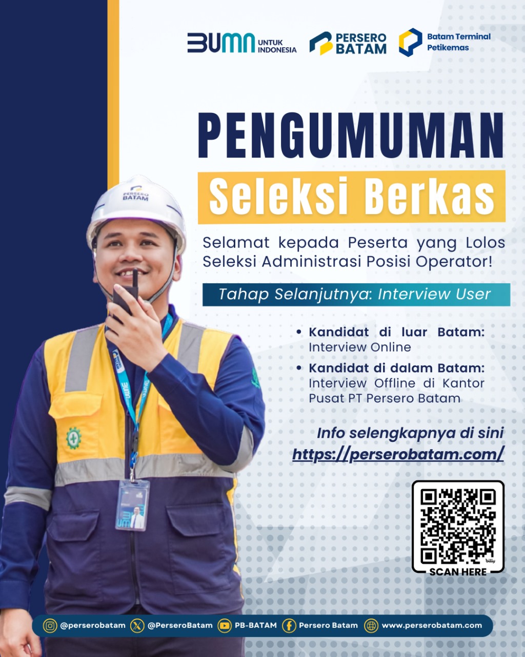 PENGUMUMAN REKRUTMEN KARYAWAN POSISI OPERATOR STS, RTG DAN MOBILE CRANE ...